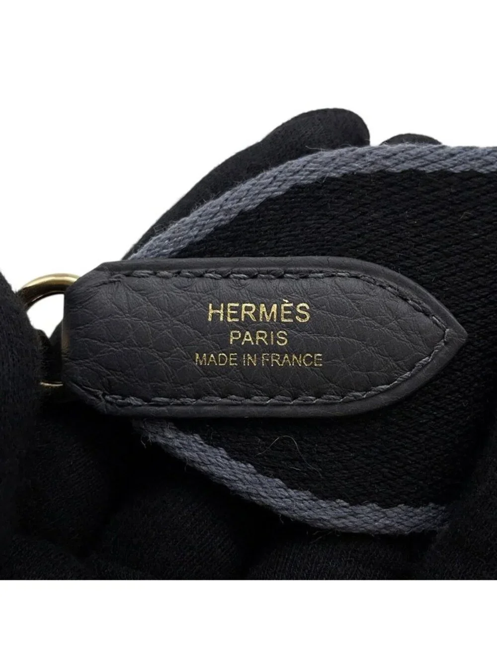 Hermes | Accessories | Hermes Shoulder Strap Gray Black Gold Canvas ...